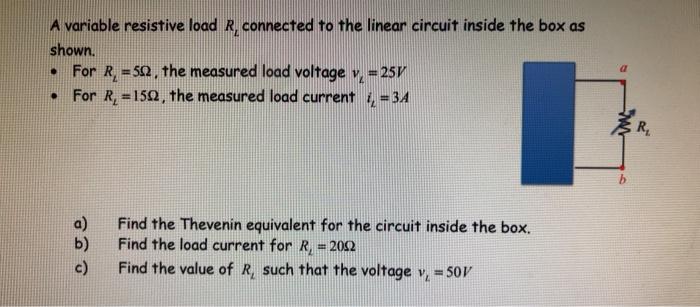 Solved A variable resistive load R, connected to the linear | Chegg.com