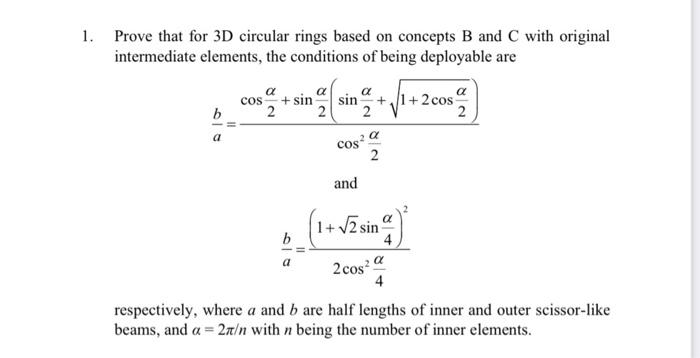 Solved 1. Prove that for 3D circular rings based on concepts | Chegg.com