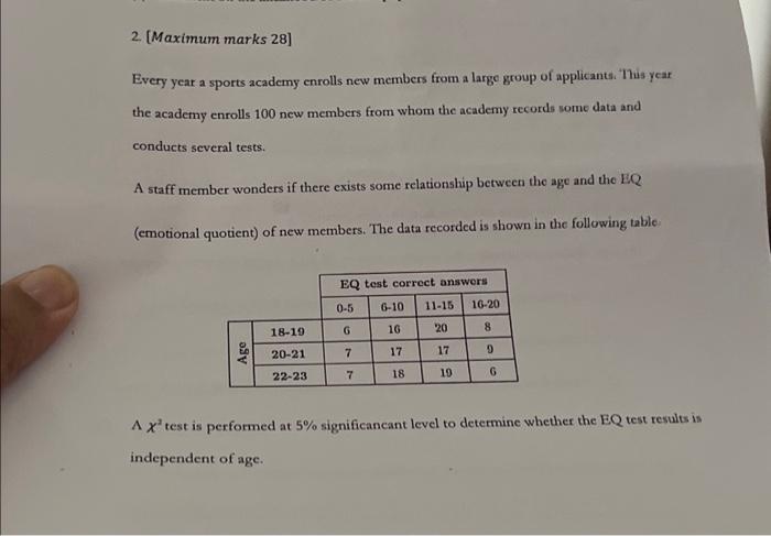 Solved 2. [Maximum marks 28] year Every year a sports | Chegg.com