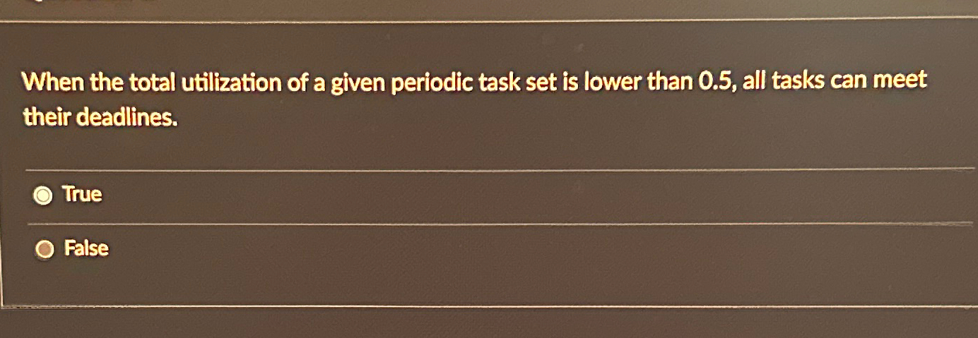 Solved When the total utilization of a given periodic task | Chegg.com