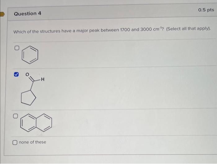 Solved Which of the structures have a major peak between | Chegg.com