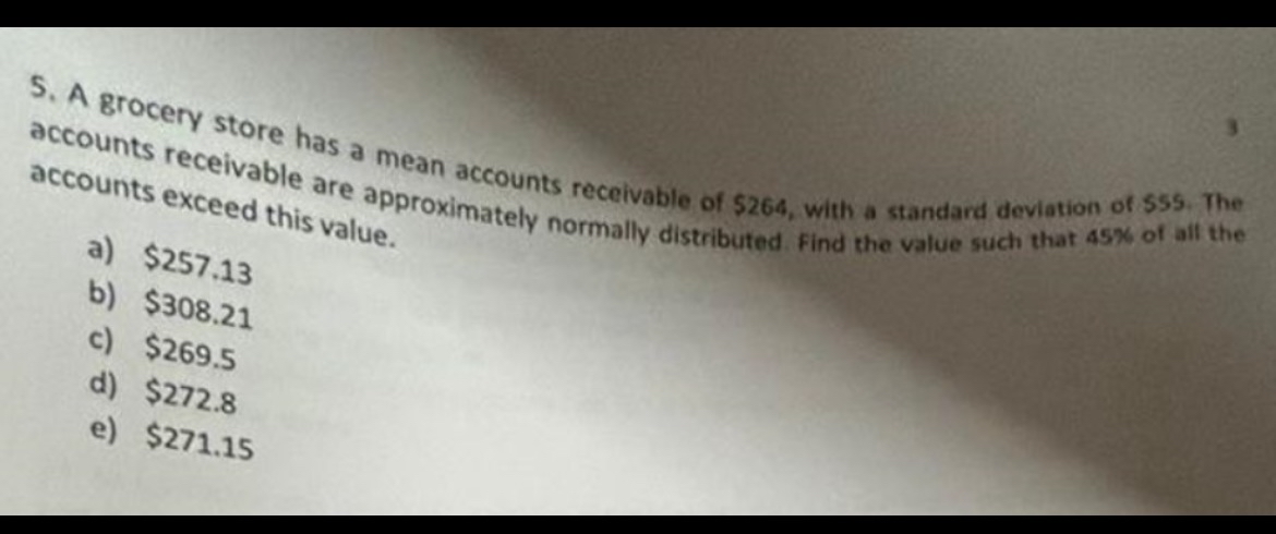 Solved A grocery store has a mean accounts receivable of | Chegg.com