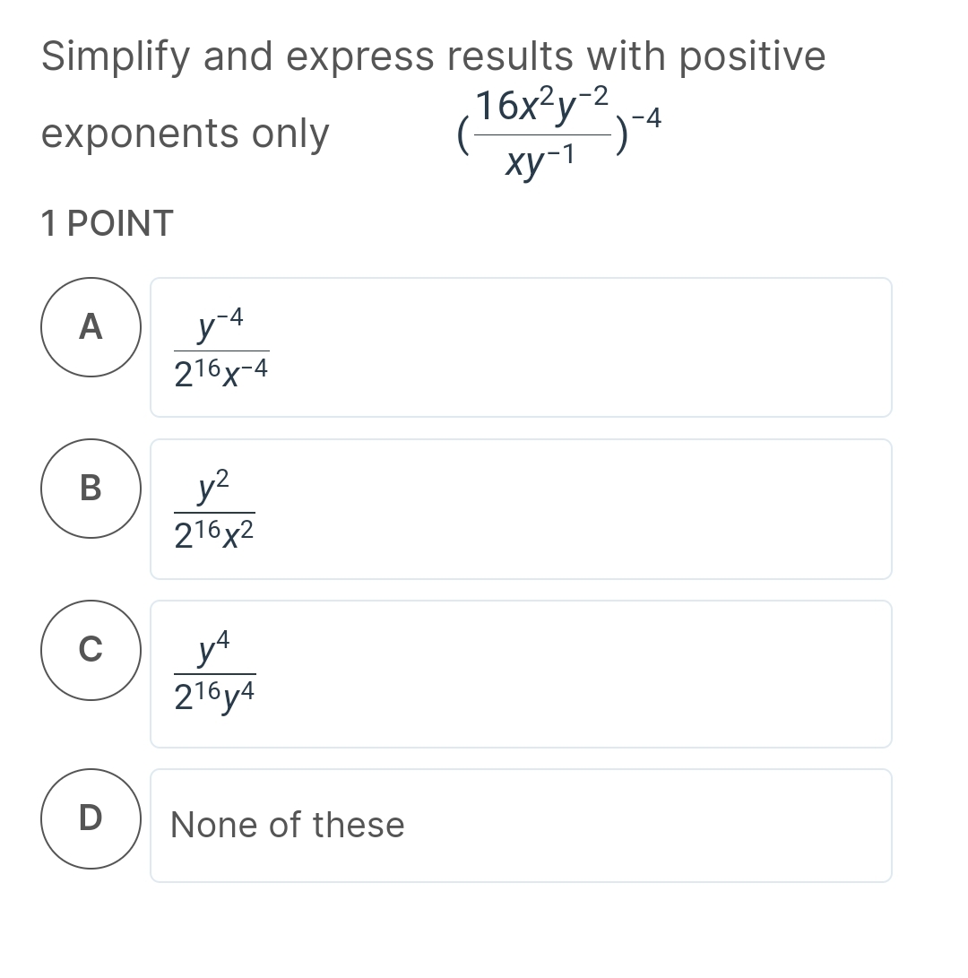 Solved Simplify and express results with positive exponents | Chegg.com