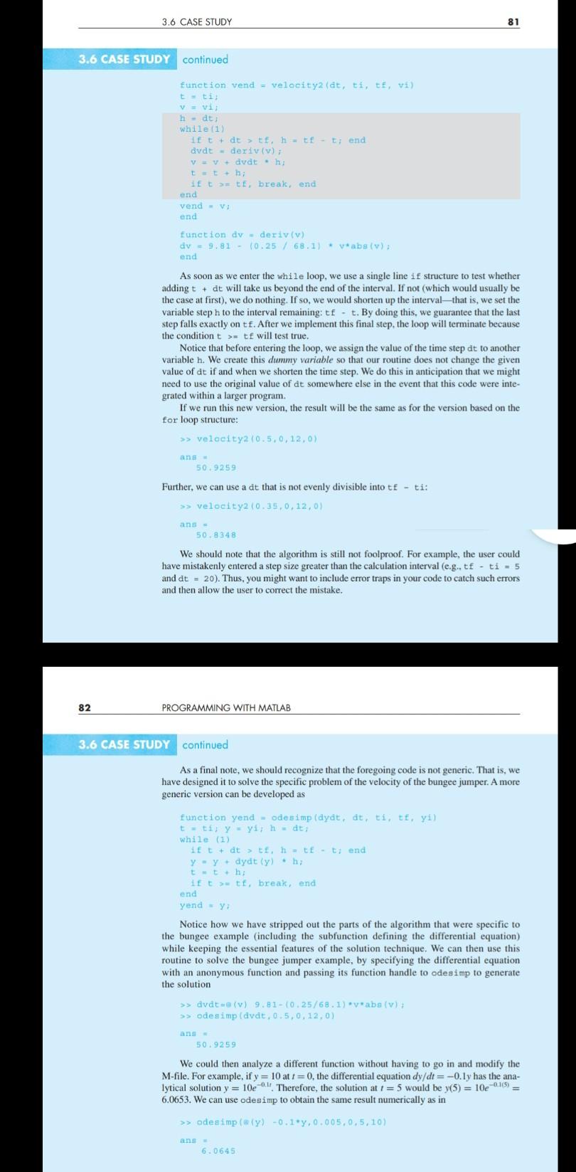 Solved 3.6 CASE STUDY BUNGEE JUMPER VELOCITY Background. In | Chegg.com