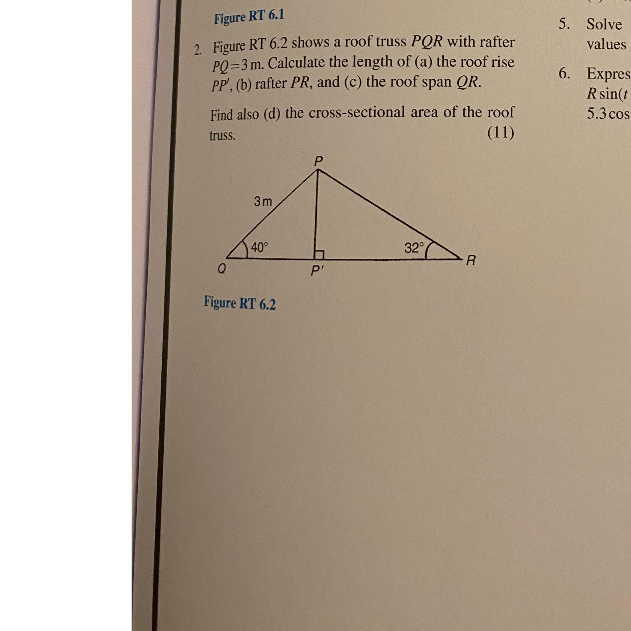 Solved Figure RT 6.12. ﻿Figure RT 6.2 ﻿shows a roof truss | Chegg.com