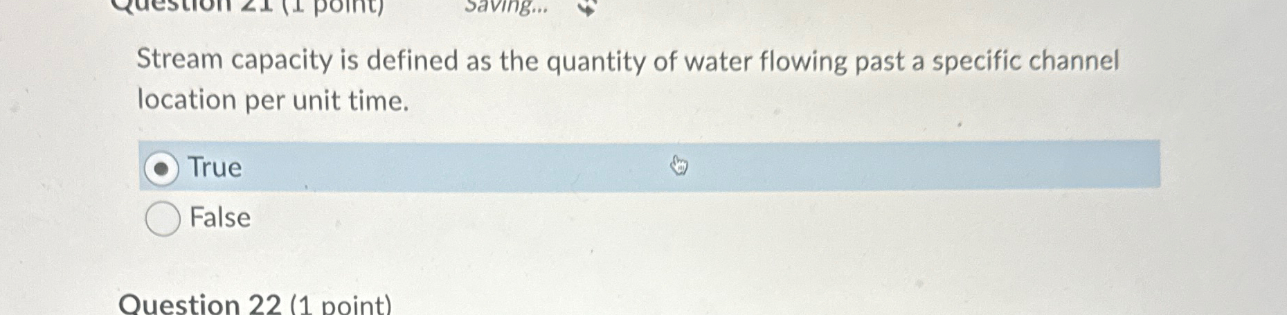 Solved Stream capacity is defined as the quantity of water | Chegg.com