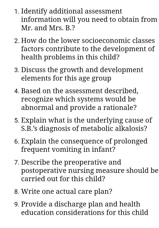 Solved 1. Identify additional assessment information will | Chegg.com