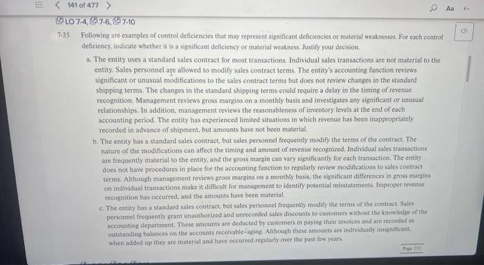 Solved Following are examples of control deficiencies that | Chegg.com
