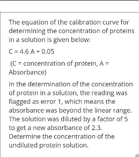 Solved The equation of the calibration curve for determining | Chegg.com