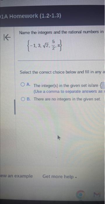 Solved Name the integers and the rational numbers in | Chegg.com