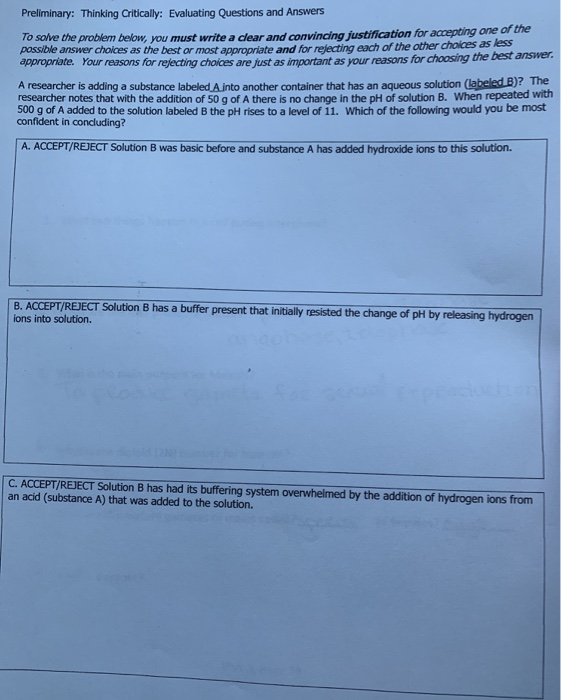 Solved Preliminary: Thinking Critically: Evaluating | Chegg.com