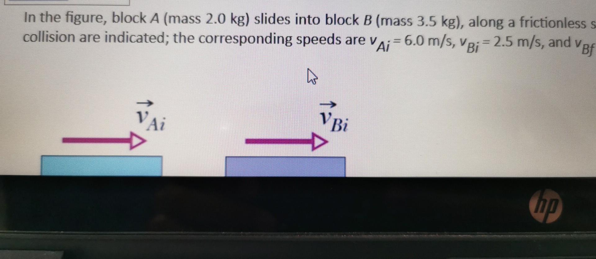 Solved In the figure, block A (mass 2.0 kg) slides into | Chegg.com