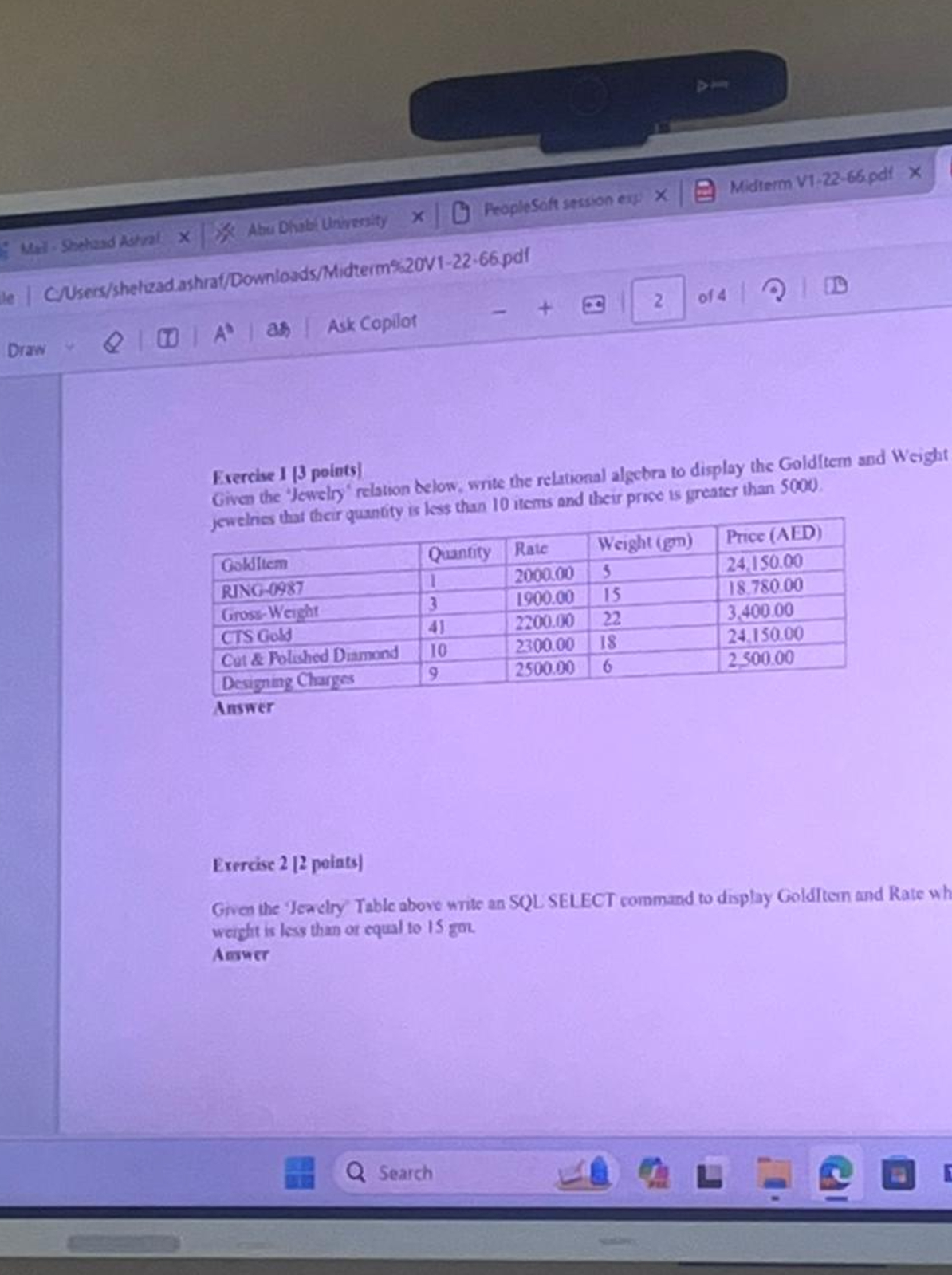 Solved Exercise 1 [ 3 ﻿points]Given the "Jeweln' relation | Chegg.com