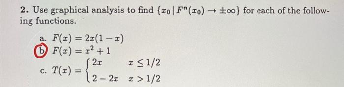 Solved 2. Use graphical analysis to find {x0∣Fn(x0)→±∞} for | Chegg.com