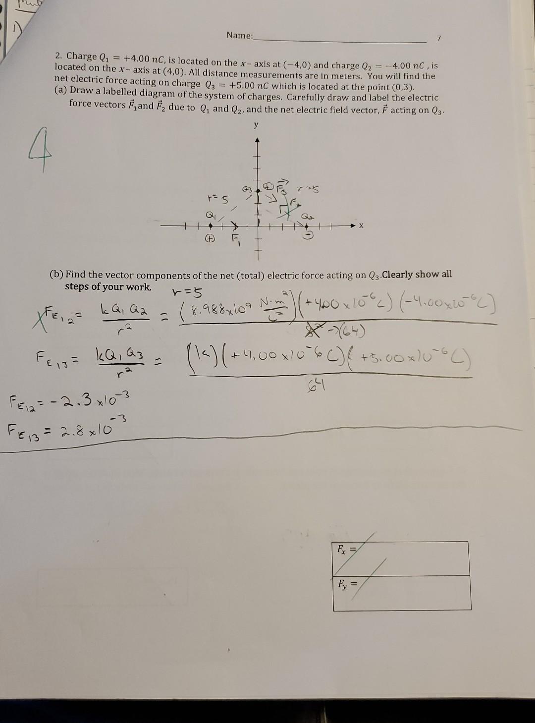 Solved 2. Charge Q1=+4.00nC, is located on the x-axis at | Chegg.com