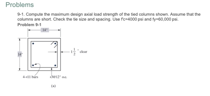 Problems9-1. ﻿Compute the maximum design axial load | Chegg.com