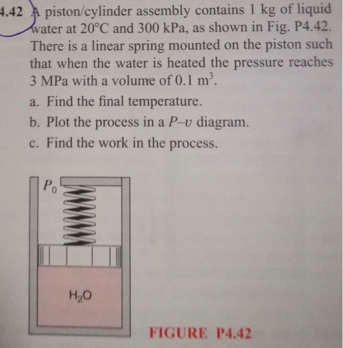 Solved 4.42 A piston/cylinder assembly contains 1 kg of | Chegg.com