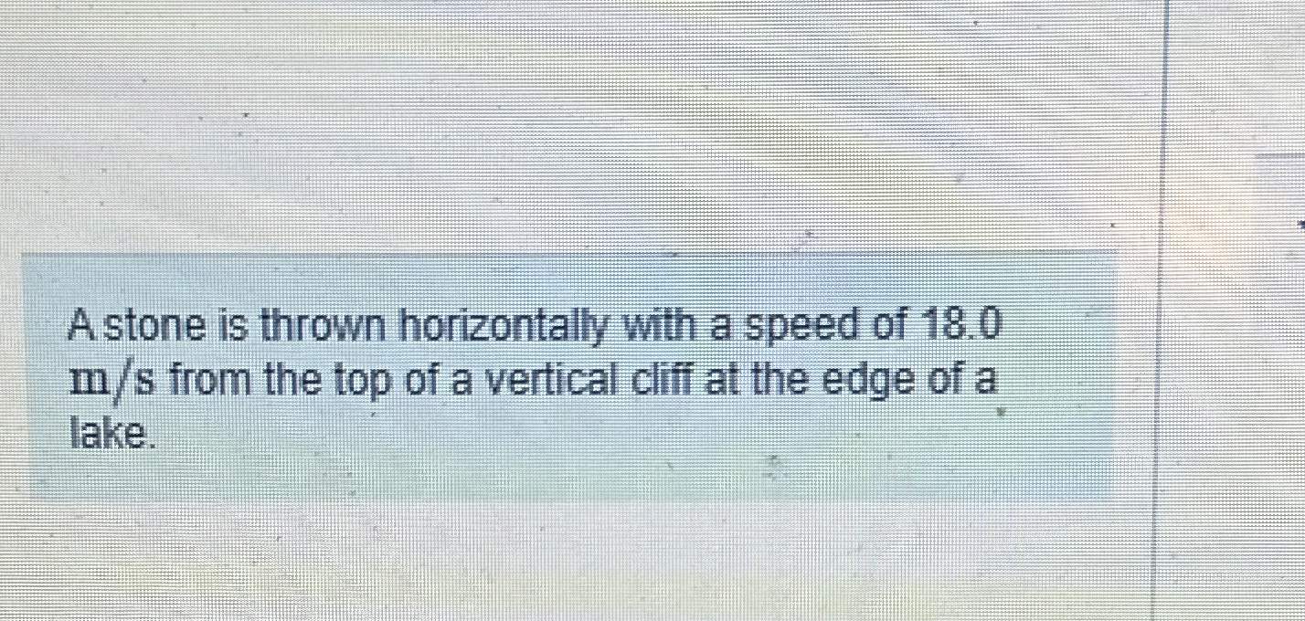 Solved A stone is thrown horizontally with a speed of | Chegg.com
