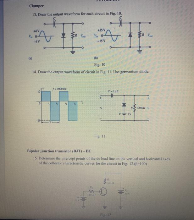 Solved Clamper 13. Draw the output waveform for ench circuit | Chegg.com