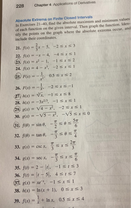 Solved 228 Chapter 4 Applications of Derivatives Absolute | Chegg.com
