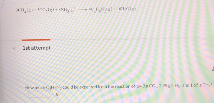 Solved 3CH,(g) + 500, (g) + 8NH3(g) —— 4C,H,N, (g) +10H,0(g) | Chegg.com