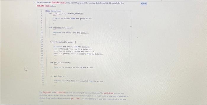 Solved Implement that BankAccount class as described above. | Chegg.com