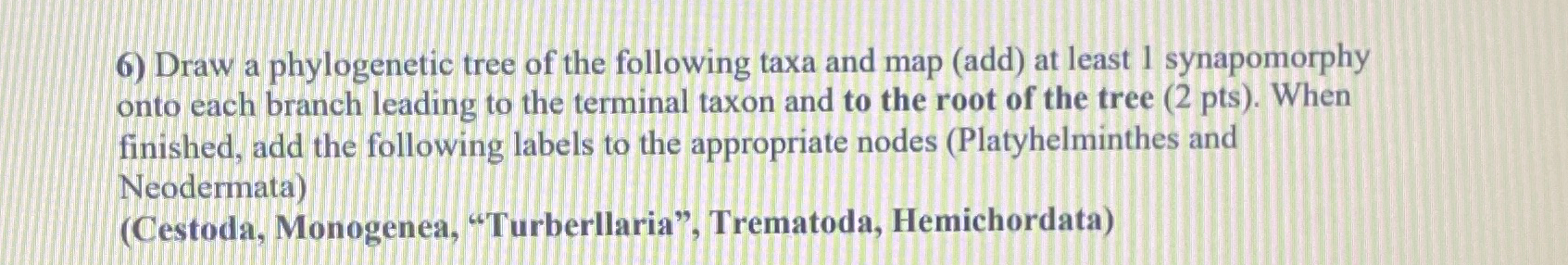Solved Draw a phylogenetic tree of the following taxa and | Chegg.com