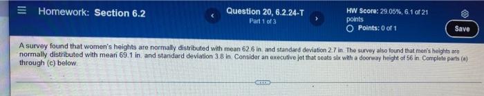 Solved Homework Section 6 2 Question 20 6 2 24 T Hw