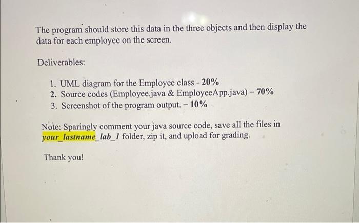 Solved Write A Class Named Employee That Has The Following