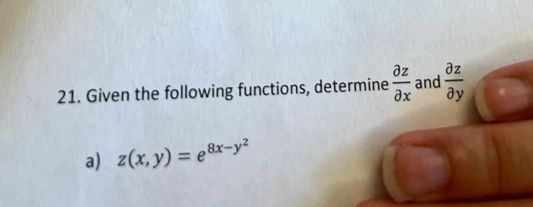 Solved Given the following functions, determine delzdelx | Chegg.com