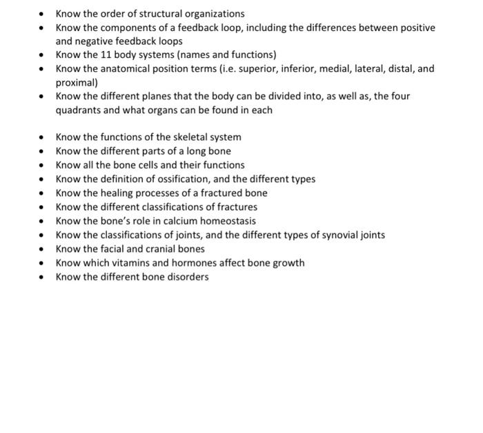 Solved - Know the order of structural organizations - Know | Chegg.com