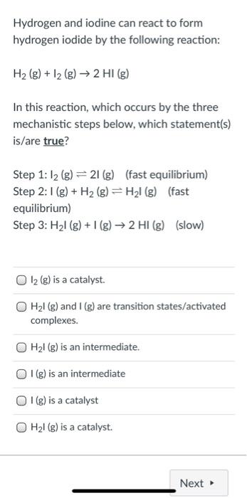 Solved Hydrogen and iodine can react to form hydrogen iodide | Chegg.com