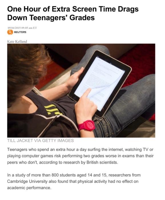 Solved One Hour of Extra Screen Time Drags Down Teenagers' | Chegg.com