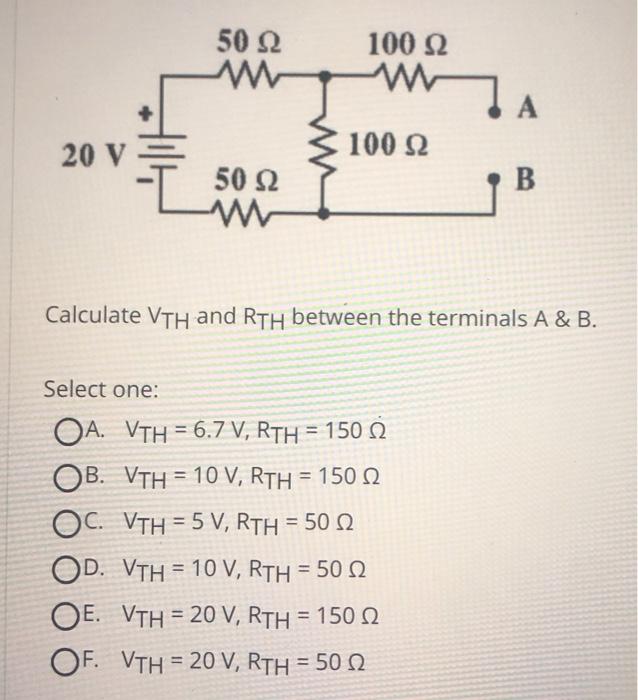 Solved Calculate VTH and RTH between the terminals A& B. | Chegg.com