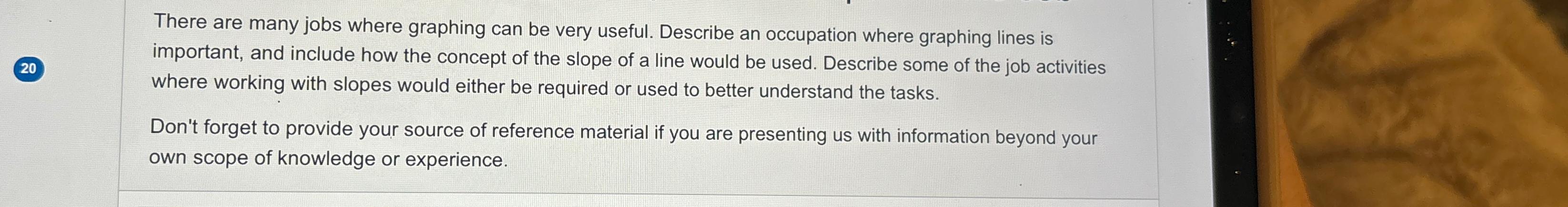Solved There are many jobs where graphing can be very | Chegg.com