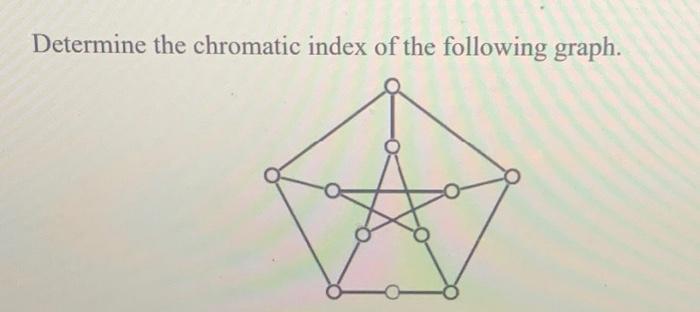 Solved Determine the chromatic index of the following graph. | Chegg.com