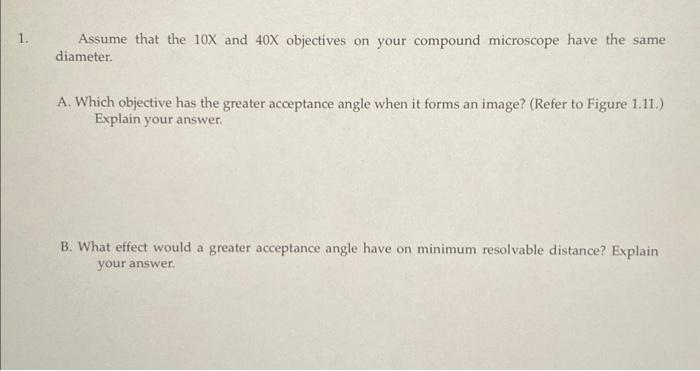 Solved Assume that the 10X and 40X objectives on your | Chegg.com
