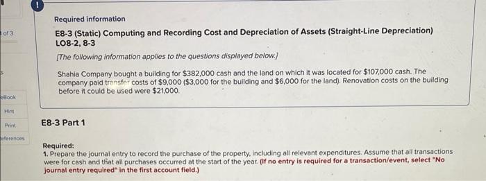 Solved of 3 Required information E8-3 (Static) Computing and | Chegg.com