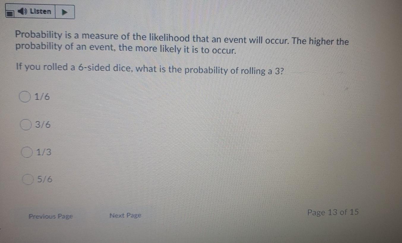 Solved Listen Probability is a measure of the likelihood | Chegg.com