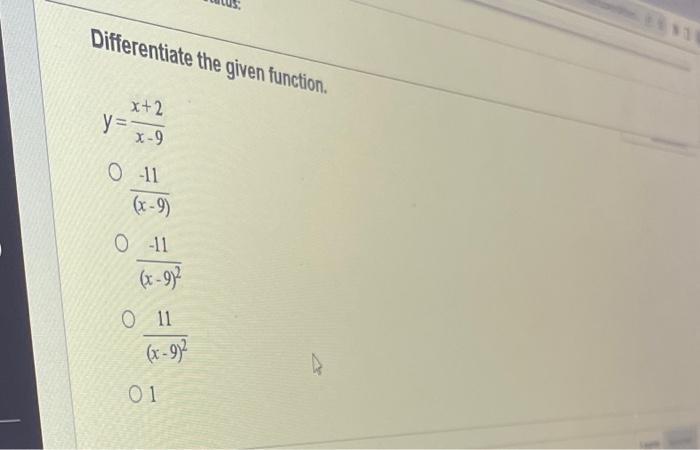 Solved Differentiate the given function. | Chegg.com
