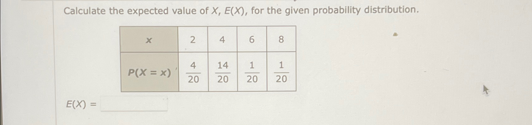 Solved Calculate the expected value of x,E(x), ﻿for the | Chegg.com