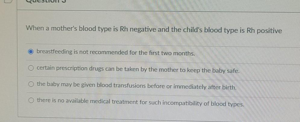 Solved When a mother's blood type is Rh negative and the | Chegg.com