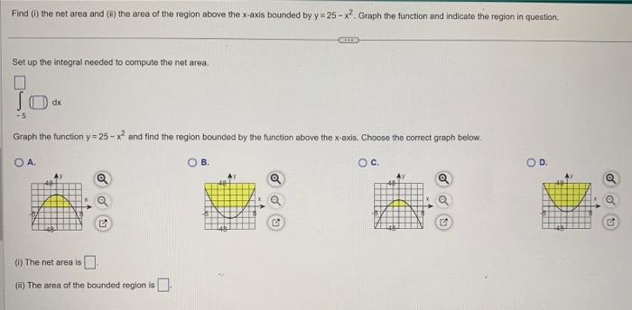 Solved Find I The Net Area And I The Area Of The Region