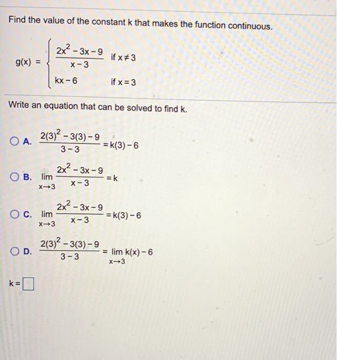 Solved Find the value of the constant k that makes the | Chegg.com