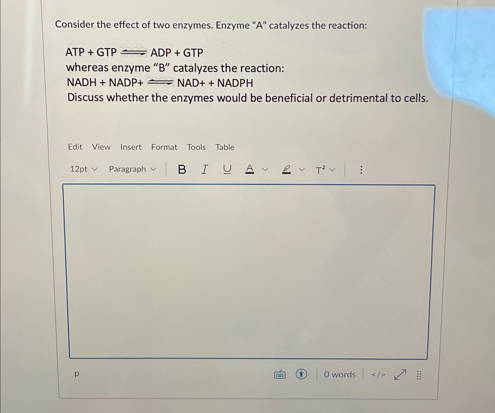 Solved Consider the effect of two enzymes. Enzyme " A " | Chegg.com