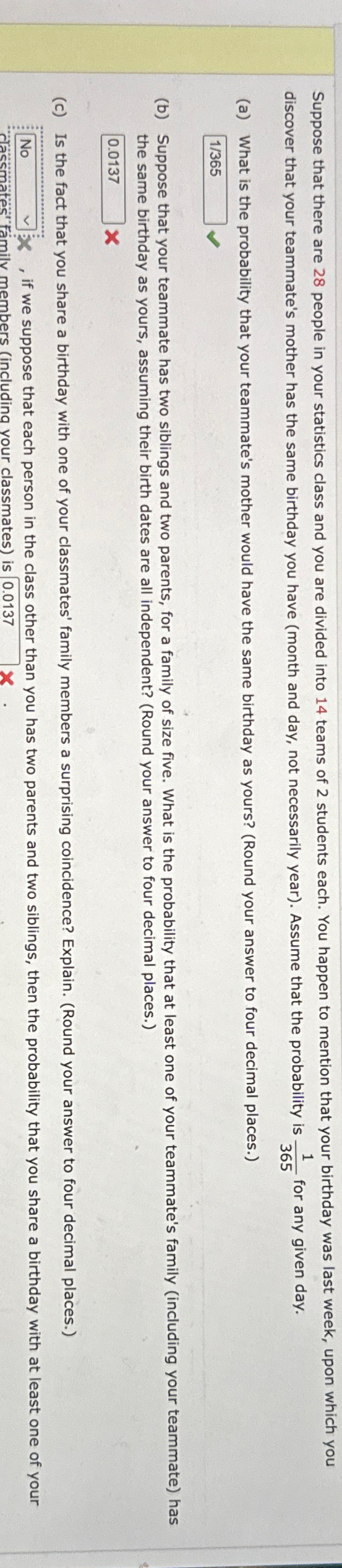 Solved discover that your teammate's mother has the same | Chegg.com