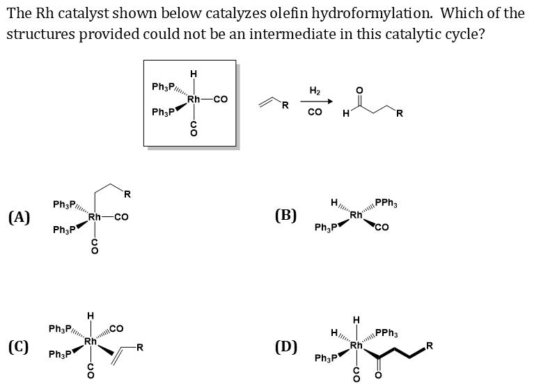 Solved by an EXPERT The Rh catalyst shown below catalyzes olefin ...