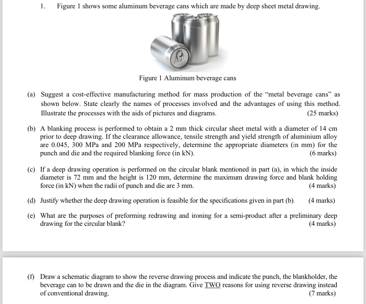 Solved Figure 1 ﻿shows some aluminum beverage cans which are | Chegg.com