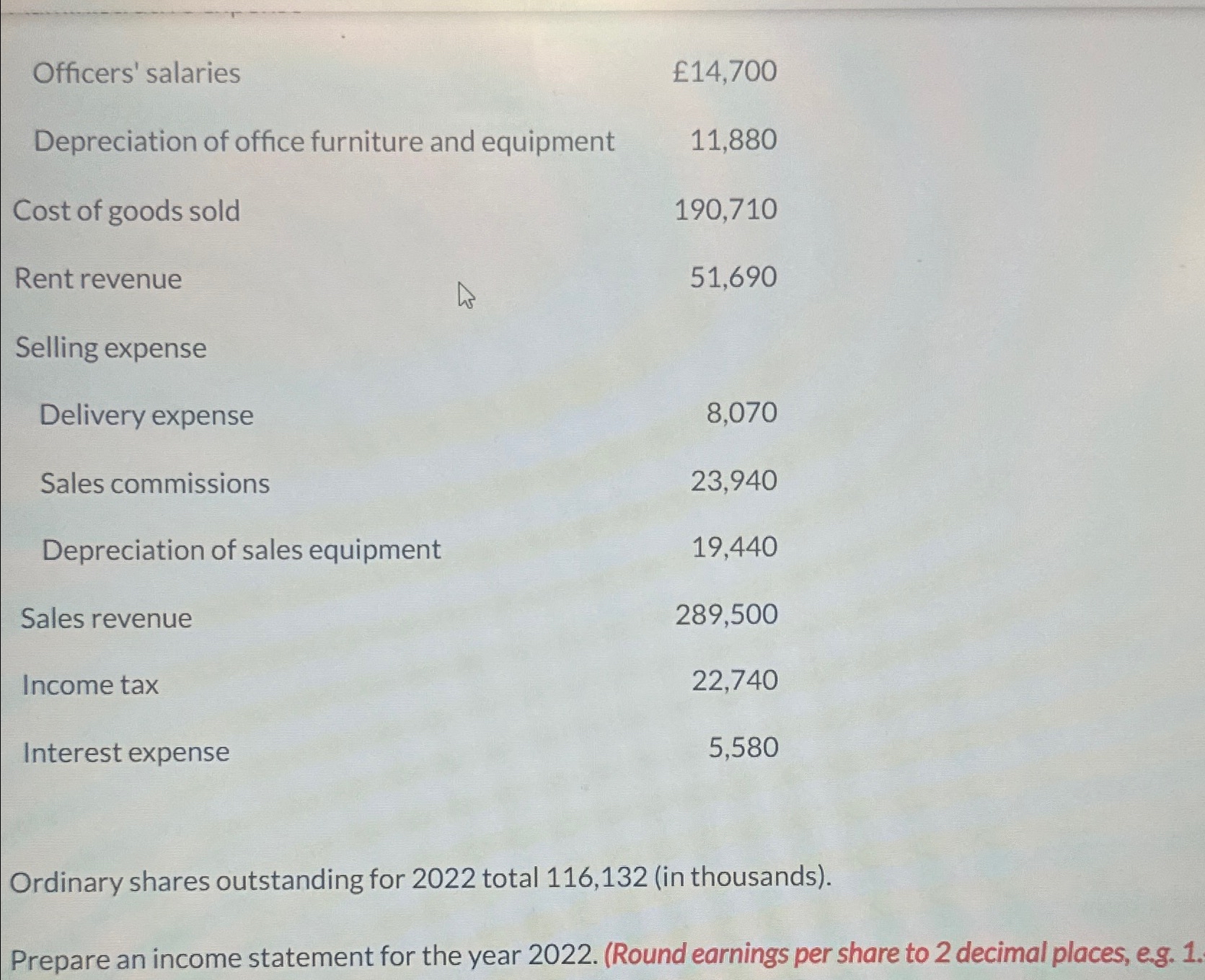 Solved Please prepare income statement | Chegg.com