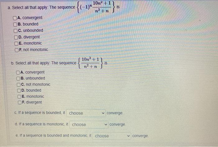 Solved Consider the sequence {an} 8n +1 en 8n en + Graph | Chegg.com